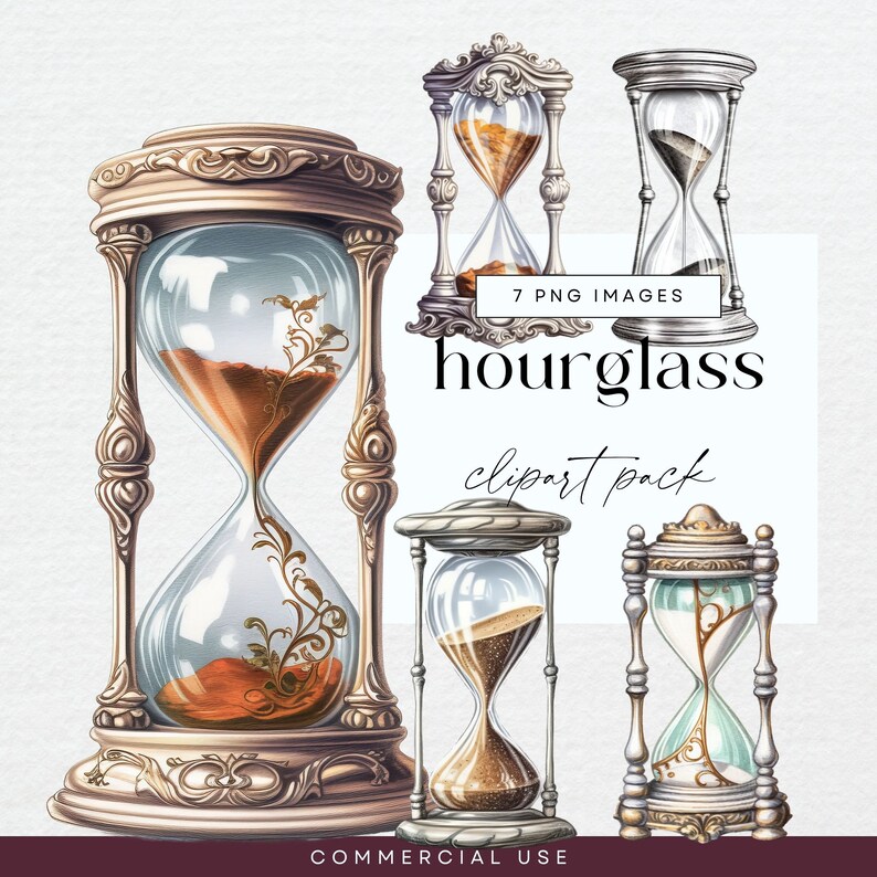 Hourglass Clipart Pack, Transparent PNG, Sand Clock Illustration, Time ...