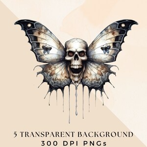 Scary Butterflies Clipart Pack, Transparent PNG, Halloween Butterfly ...