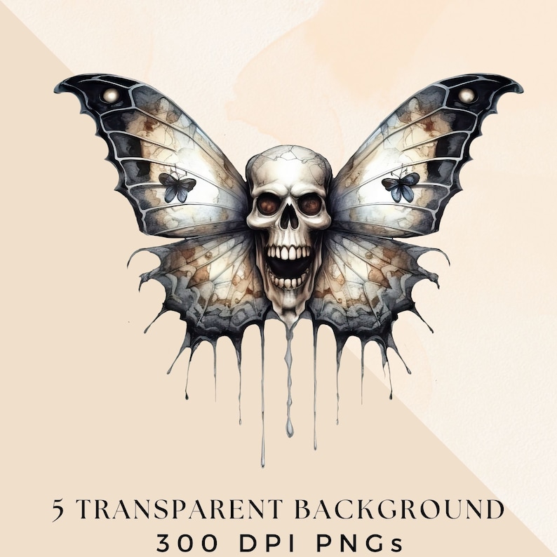 Scary Butterflies Clipart Pack Transparent PNG Halloween - Etsy