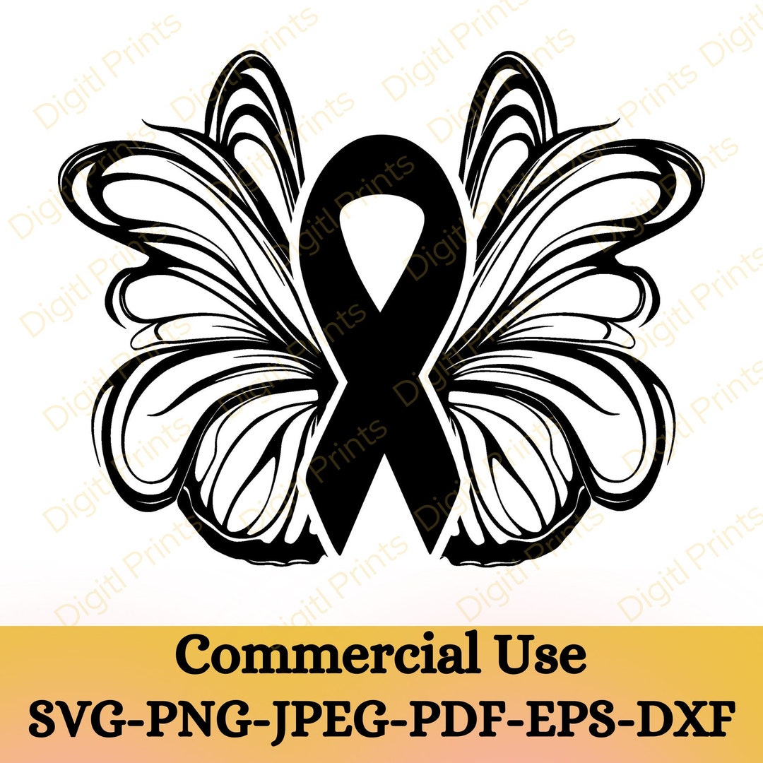 Cancer Ribbon With Butterfly Svg Awareness Ribbon Svg - Etsy