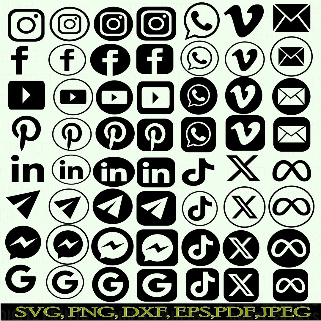 SOCIAL MEDIA Svg Bundle, Instagram Svg, Social Media Logo Svg, Social ...