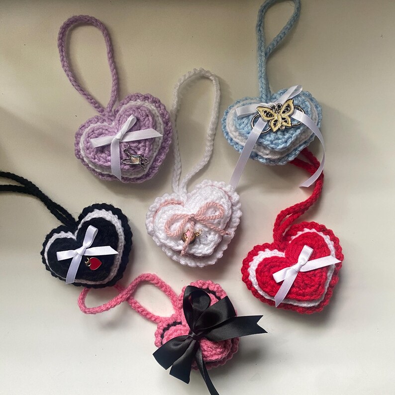 Crochet Heart Bag Charms - Etsy