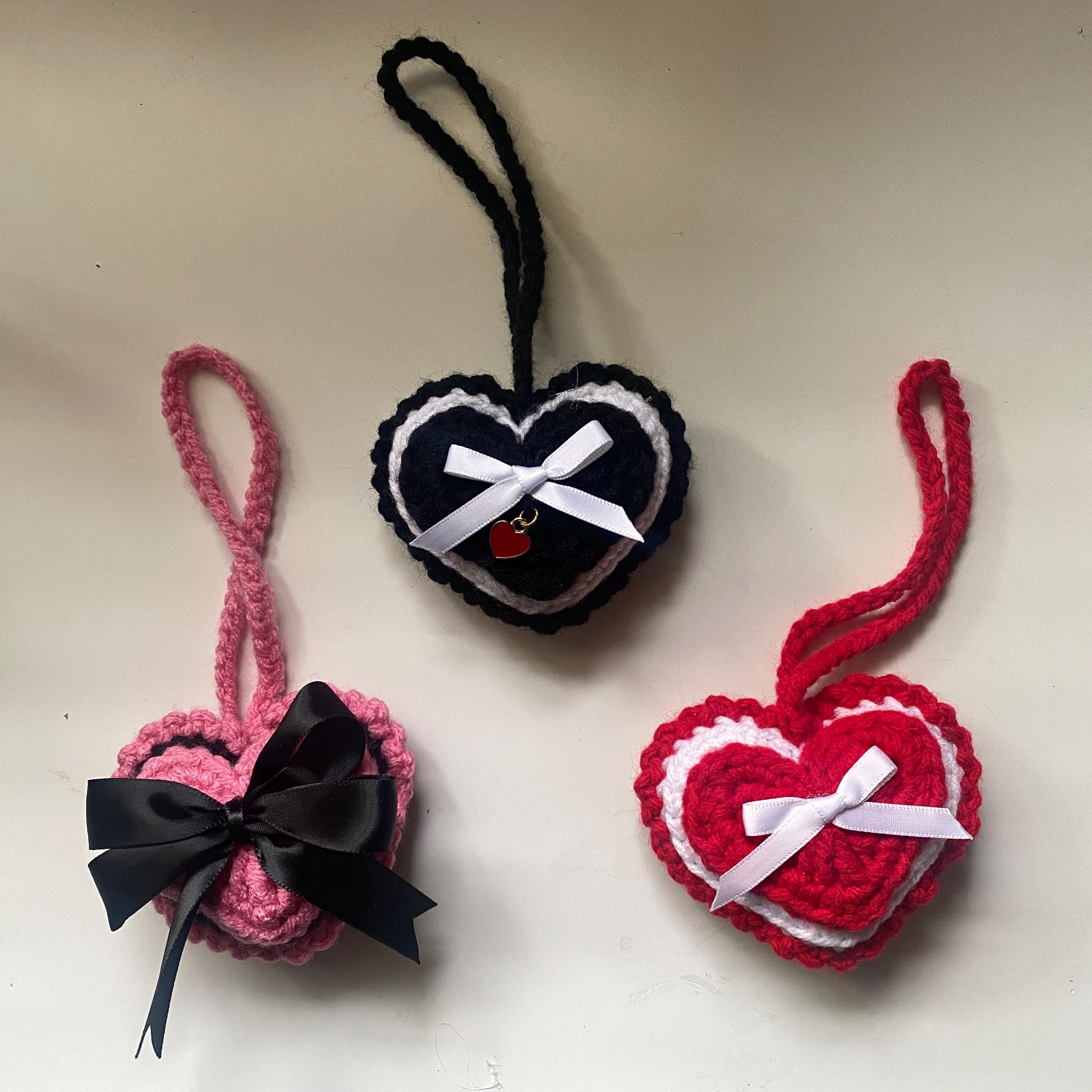 Crochet Heart Bag Charms - Etsy