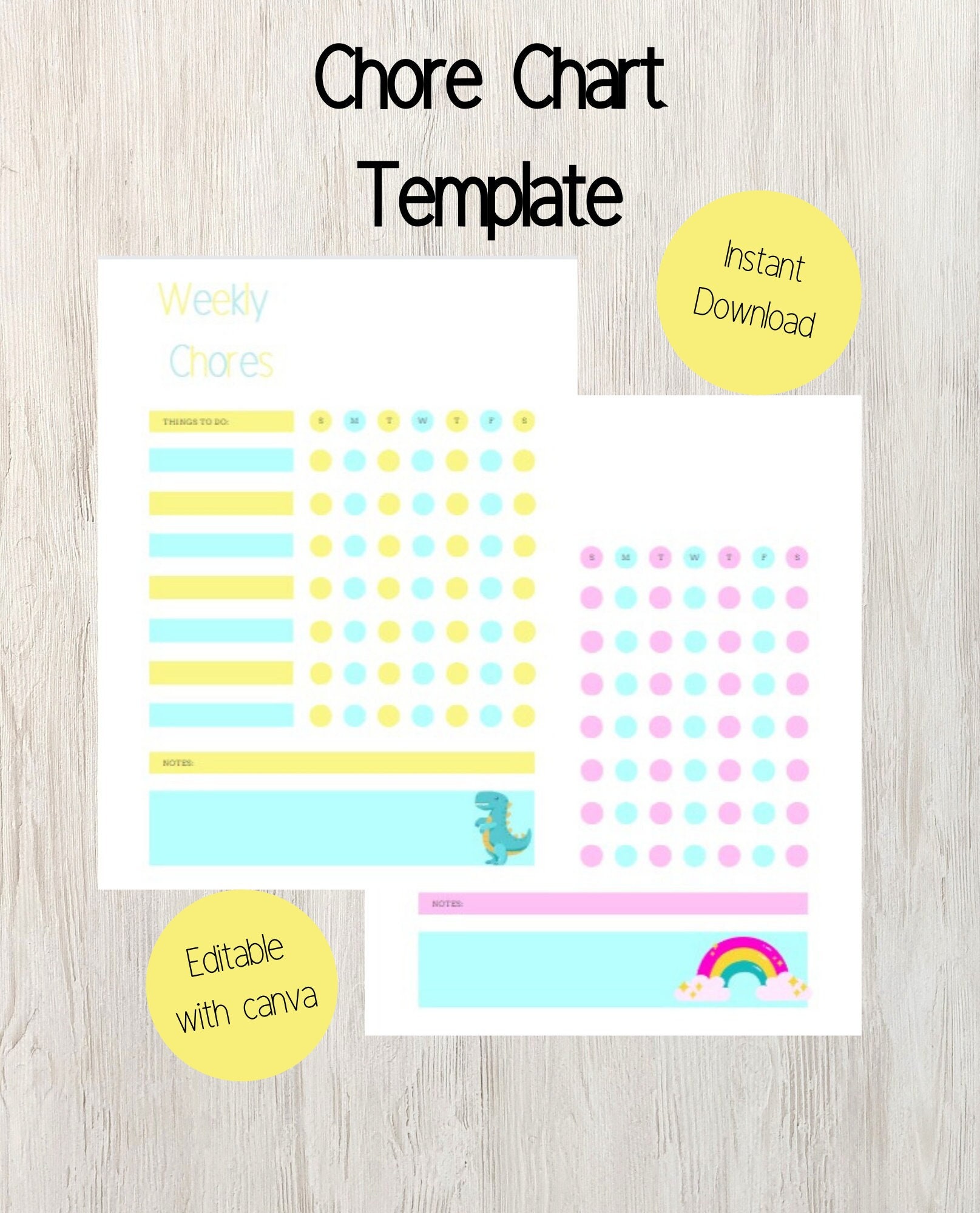 Kids Chore Chart Editable - Etsy