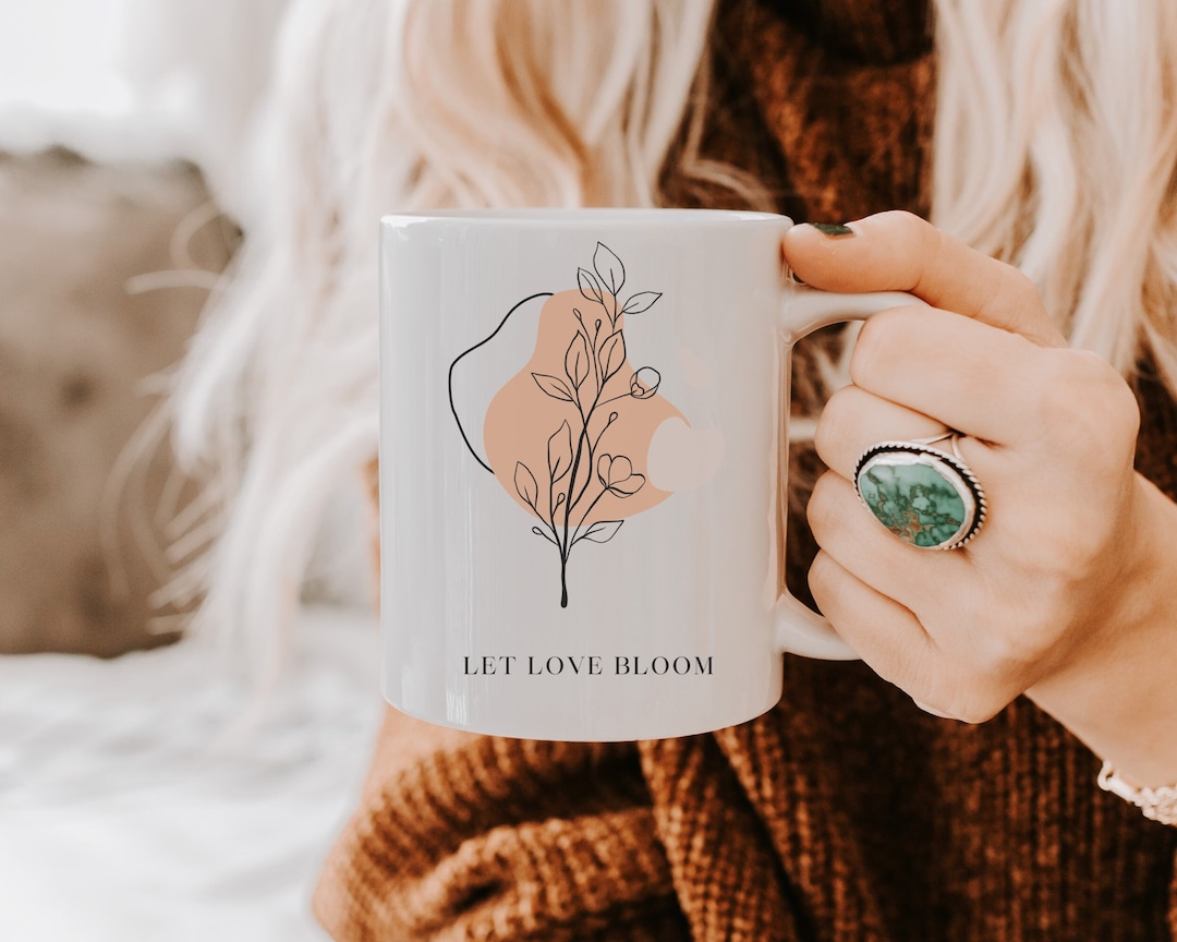 Floral Boho Mug, 11oz Ceramic Mug, Bohemian Coffee Cup, Inspirational ...