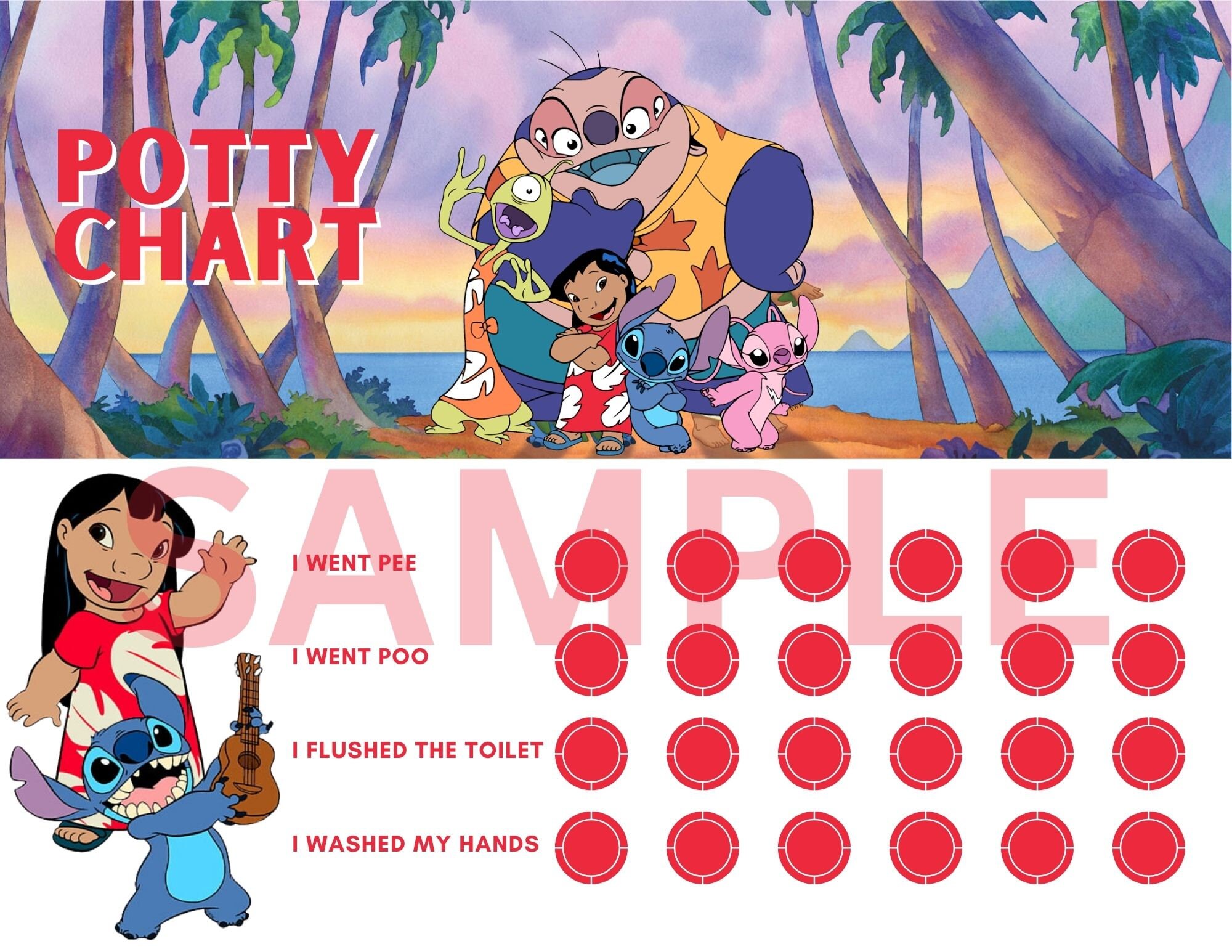 Lilo & Stitch Potty Chart / Reward Chart / Sticker Chart / Toilet ...