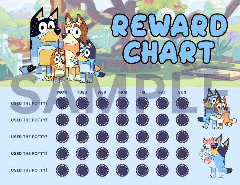 Bluey Potty Reward Sticker Chart / Bluey Potty Chart / Toilet Training ...