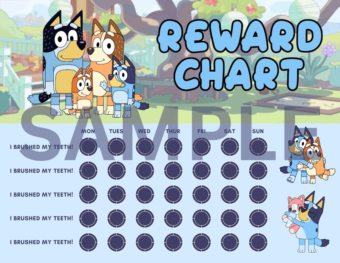 Bluey Brushing Teeth Reward Sticker Chart / Bluey Teeth Chart / Good ...