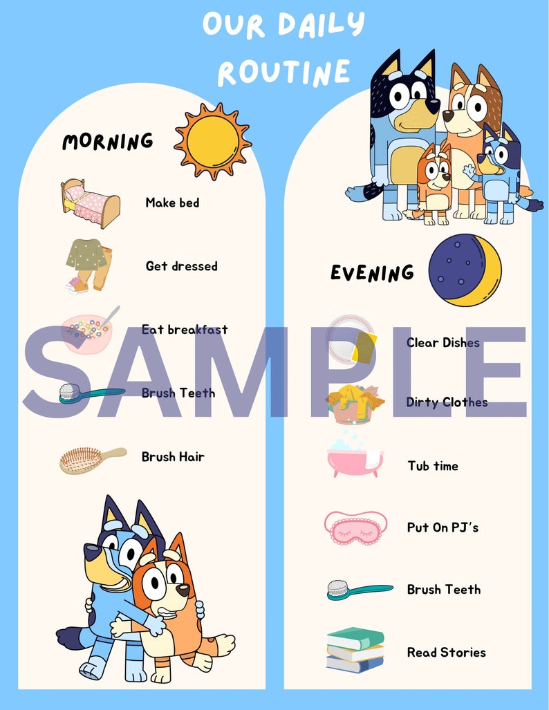 Bluey Daily Routine Chart / Morning and Evening Routines - Etsy Australia