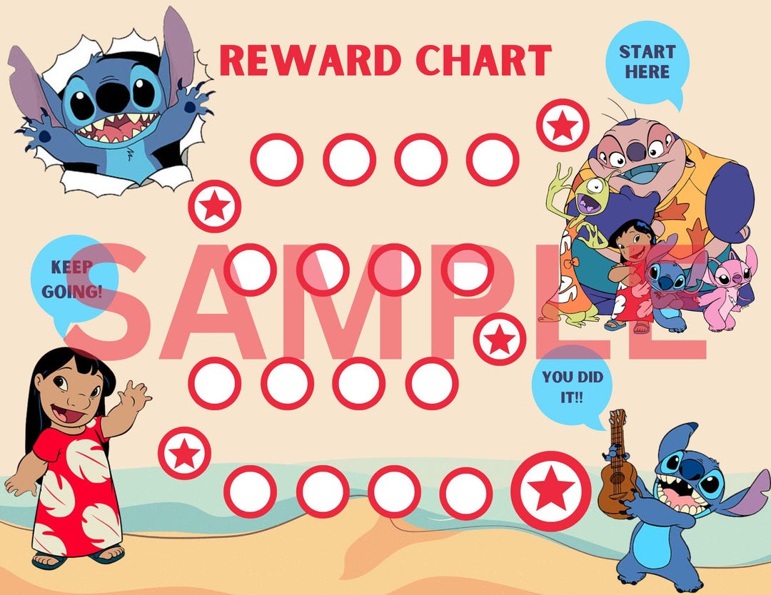 Lilo & Stitch Potty Chart / Reward Chart / Sticker Chart / Toilet ...