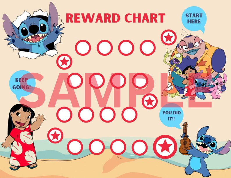 Lilo & Stitch Potty Chart / Reward Chart / Sticker Chart / Toilet ...