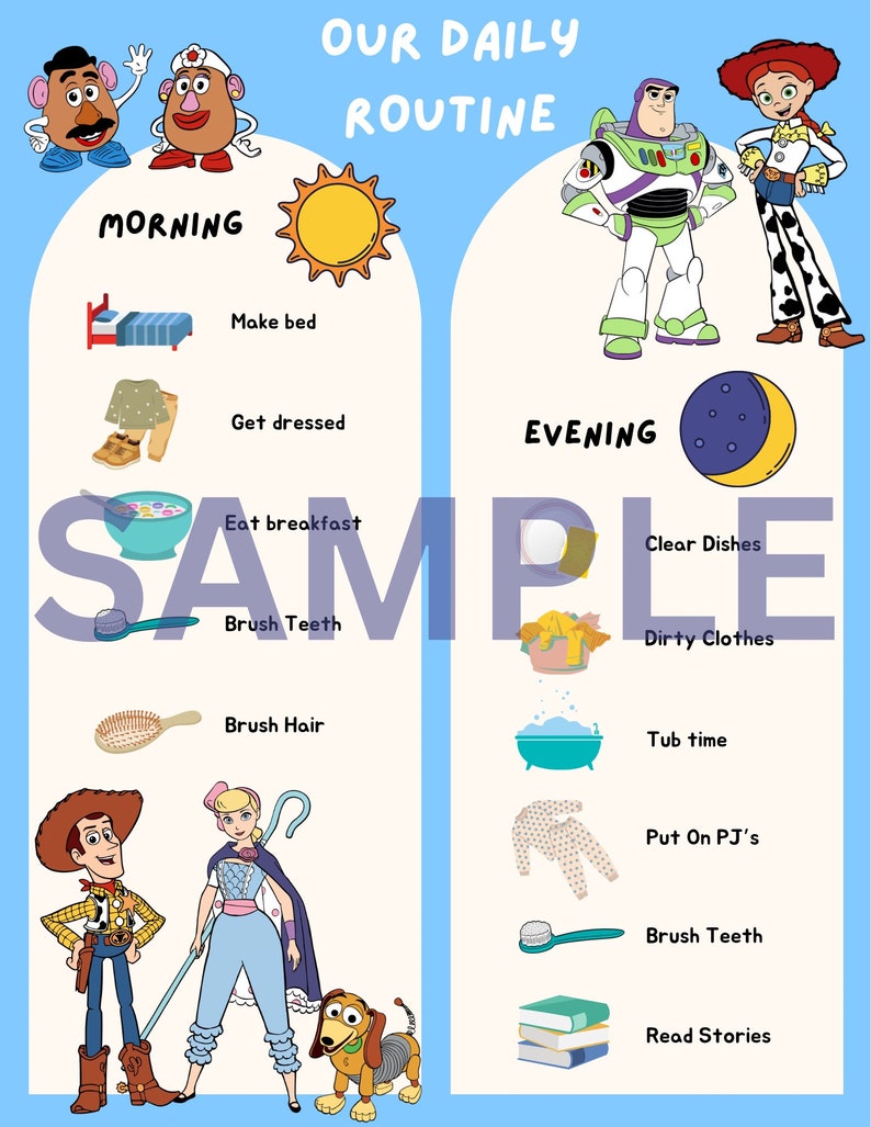 Toy Story Daily Routine Chart / Morning and Evening Routines - Etsy