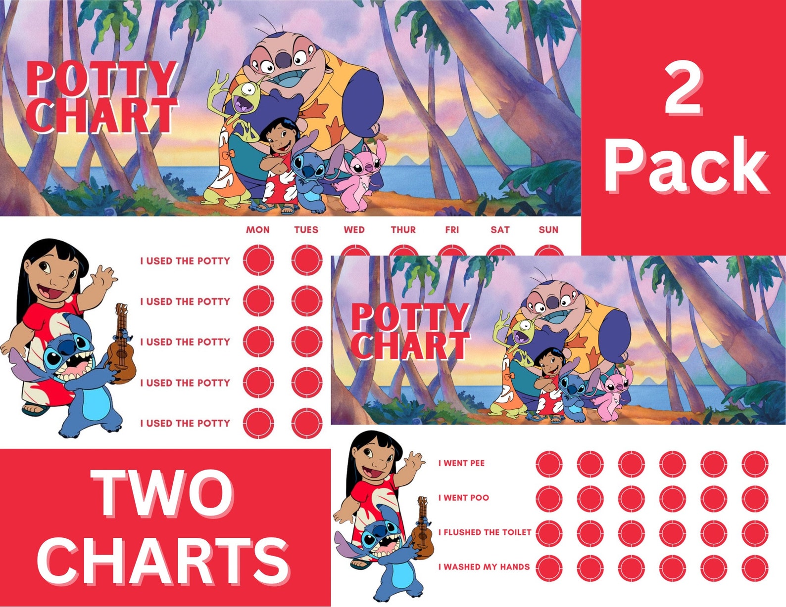 Lilo & Stitch Potty Chart / Reward Chart / Sticker Chart / Toilet ...