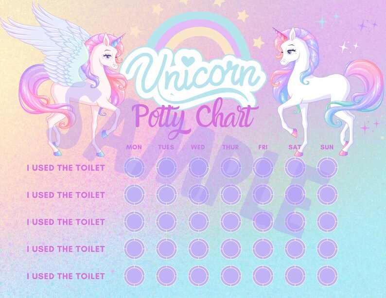 Rainbow Unicorn Potty Chart / Toilet Training Chart / Toddler Sticker ...