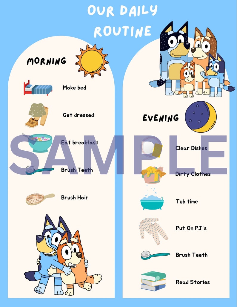 Bluey Daily Routine Chart / Morning and Evening Routines - Etsy