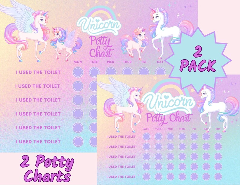 Rainbow Unicorn Potty Chart / Toilet Training Chart / Toddler - Etsy