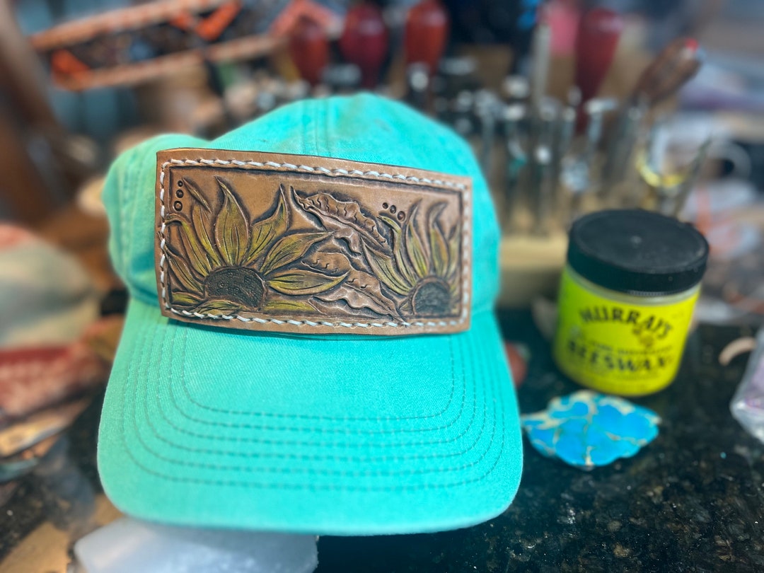 Baseball Cap With Hand Tooled Leather - Etsy