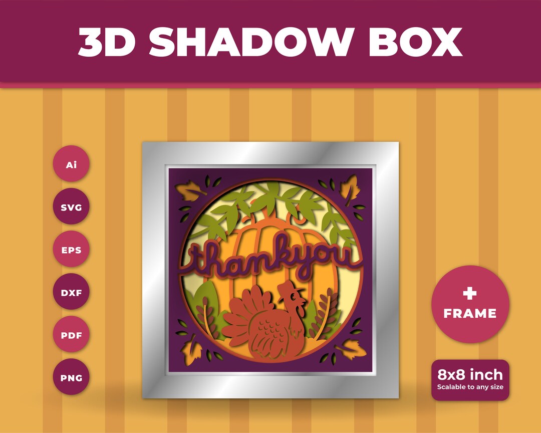 Happy Thanks Giving Shadow Box SVG Cricut 3D Layered - Etsy