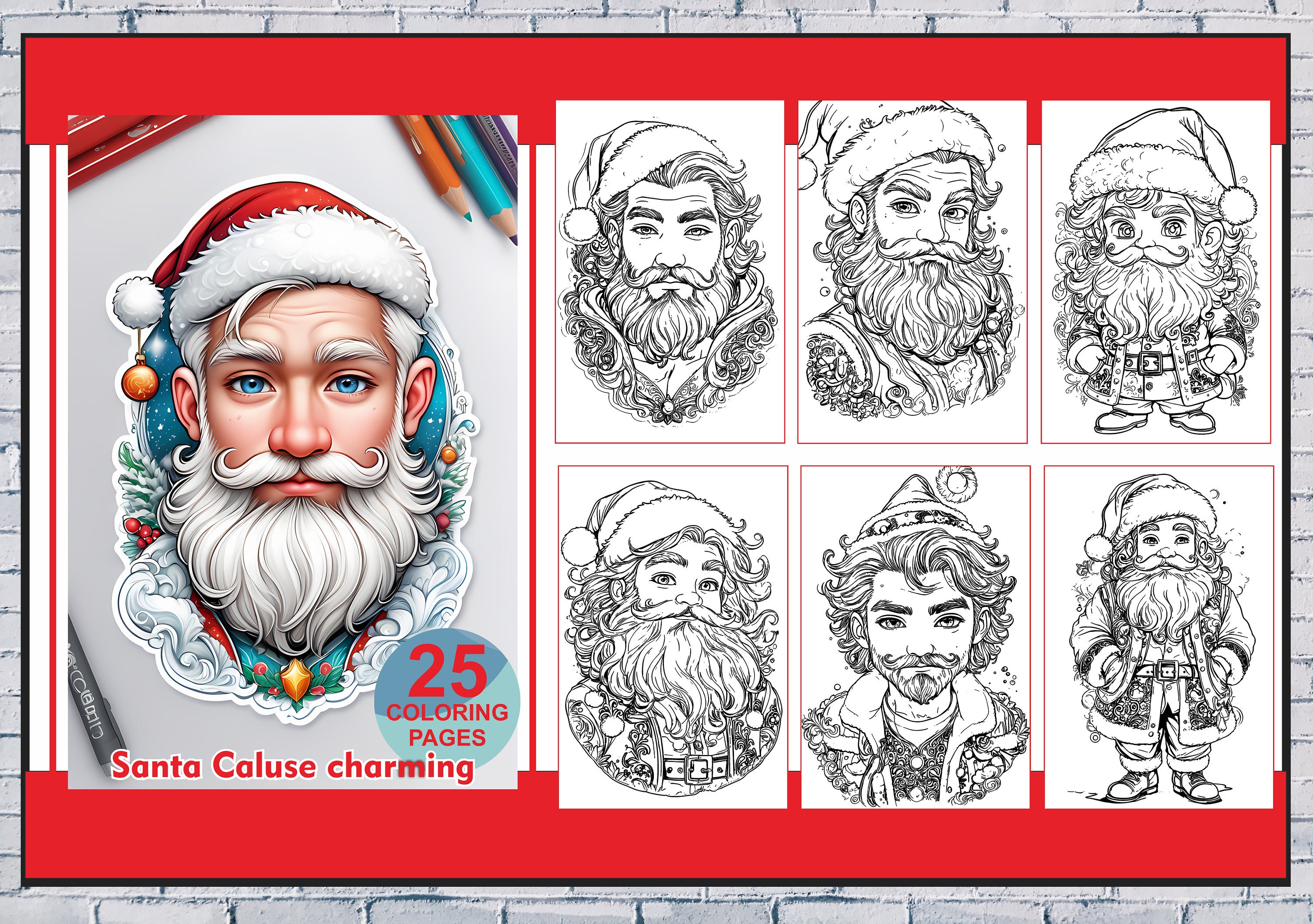Santa Caluse Charming Coloring Pages Book for Adult and Kids - Etsy