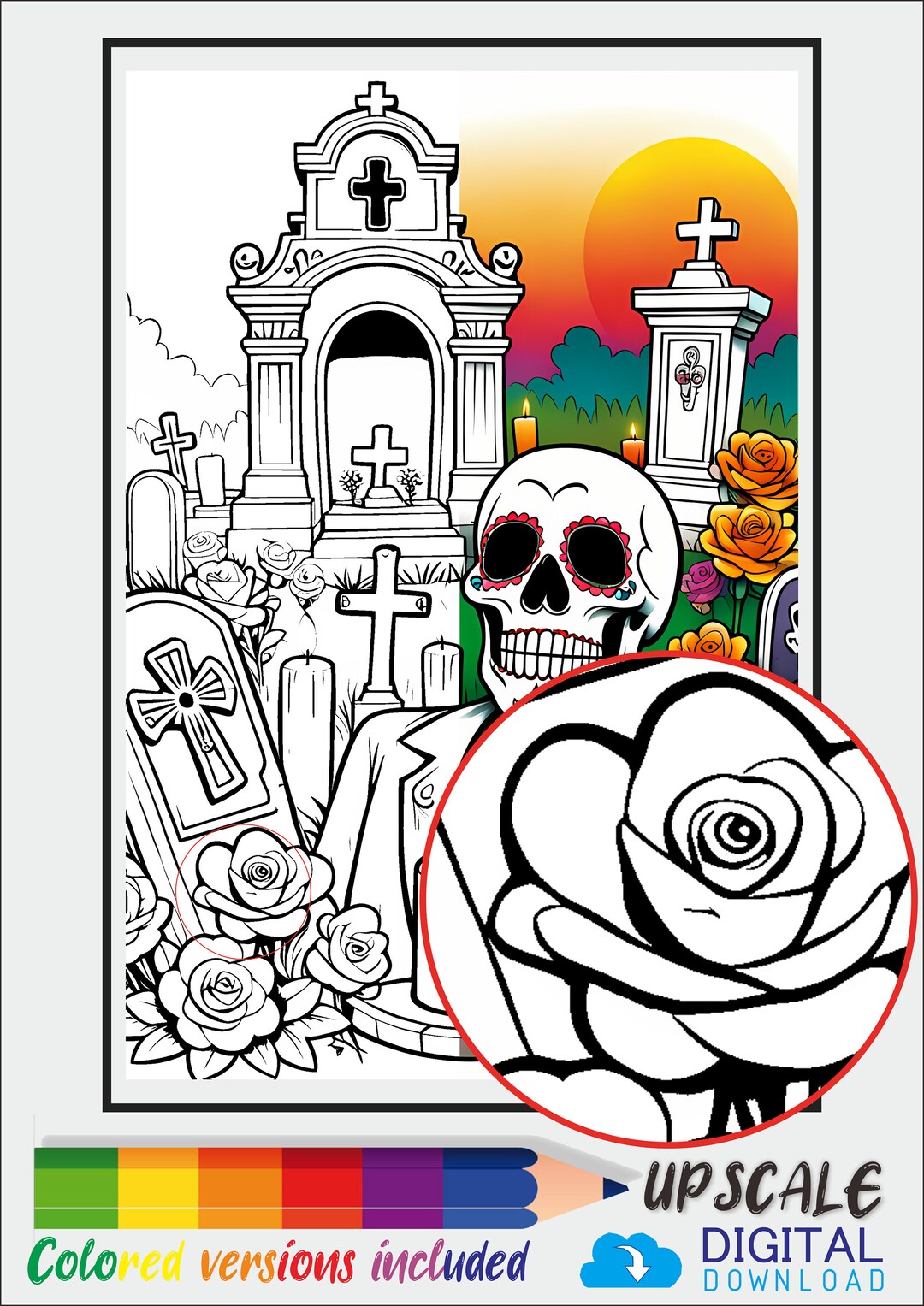 Cemetery Full of Offerings Coloring Pages Book & Relaxation - Etsy