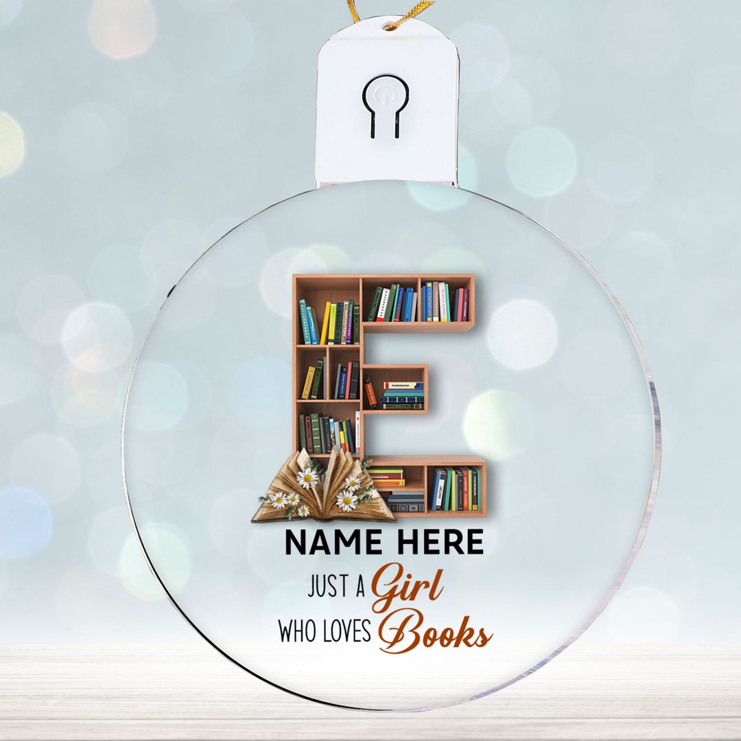 Custom Initial Letter Bookshelf Christmas LED Ornament Book - Etsy