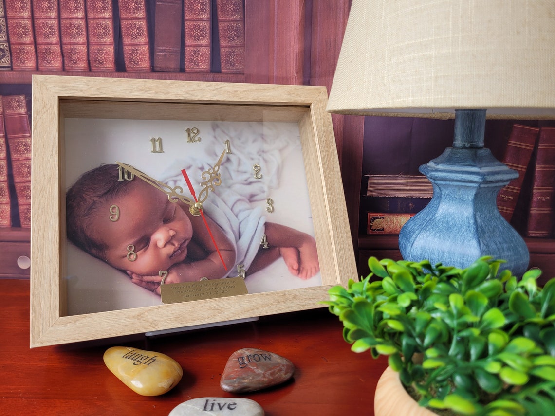 Newborn Personalized Photo Gift Picture Portrait Clock Customized Baby ...