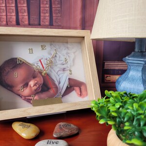 Newborn Personalized Photo Gift Picture Portrait Clock Customized Baby ...