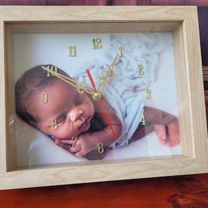Newborn Personalized Photo Gift Picture Portrait Clock Customized Baby ...
