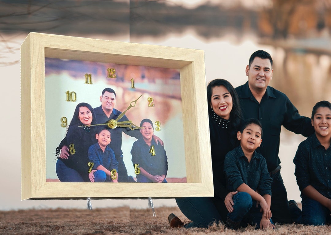 Family Personalized Photo Gift Picture Portrait Clock Customized ...