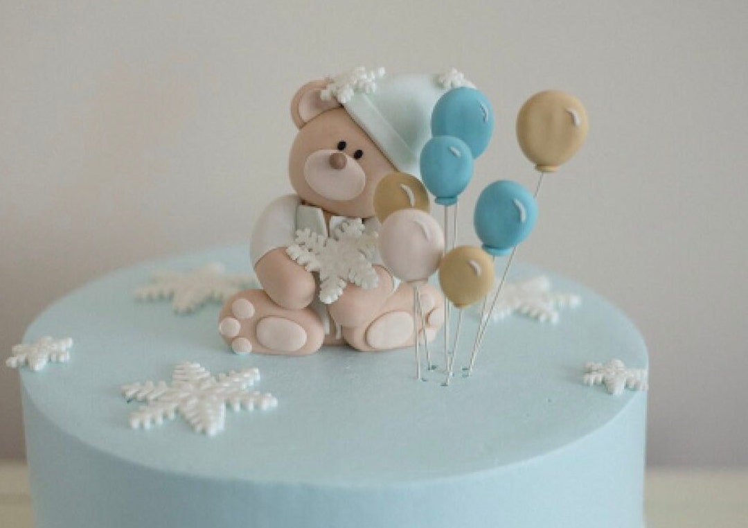 Bear Cake Topper Fondant Teddy Bear Cake Topper Snowflake - Etsy