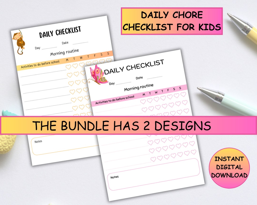 Printable Kid's Daily Routine Checklist Children's - Etsy