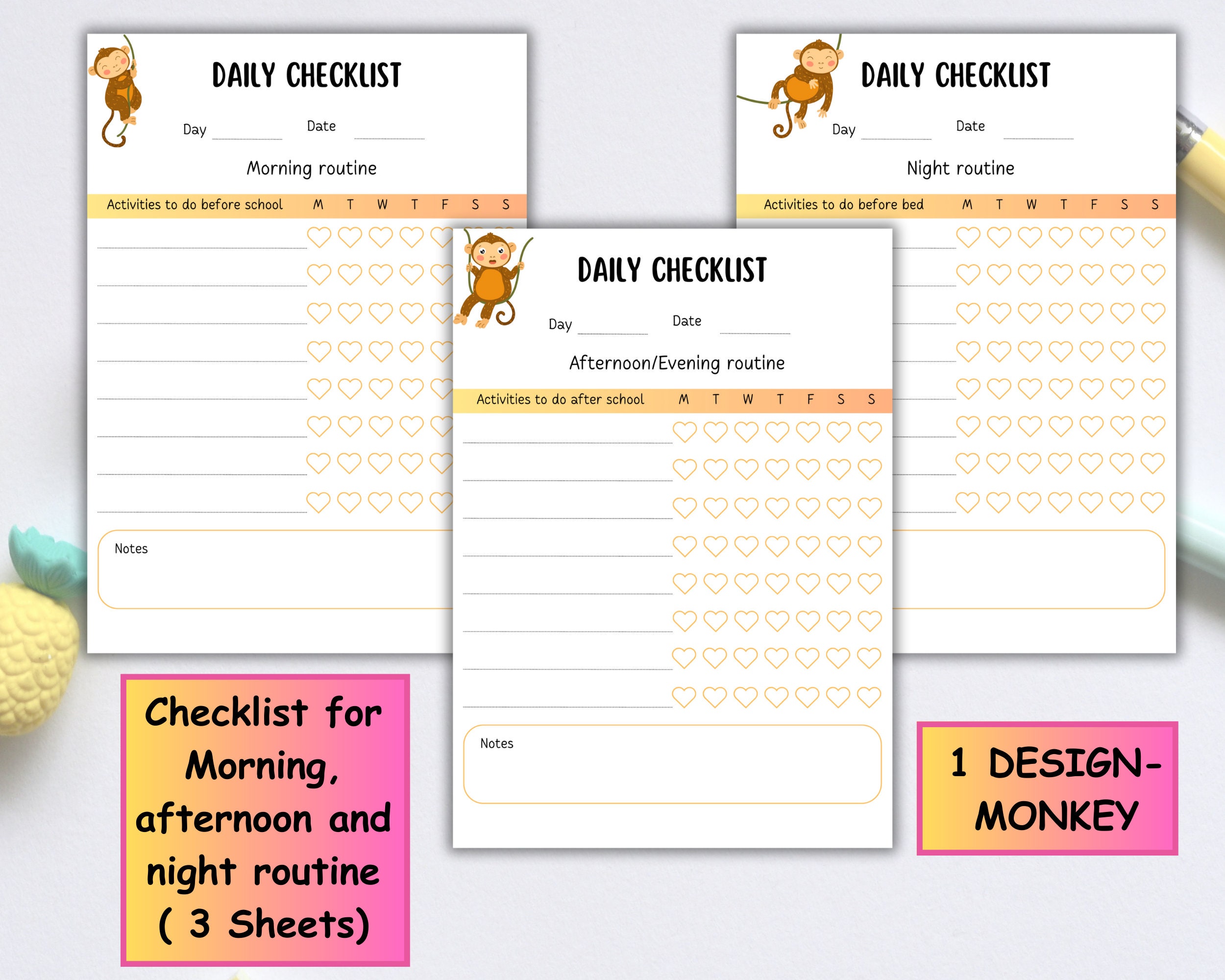Printable Kid's Daily Routine Checklist Children's - Etsy