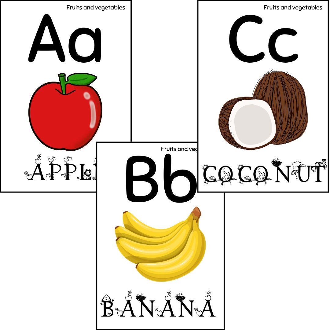 ABC Flashcards-fruits and Vegetables Edition - Etsy