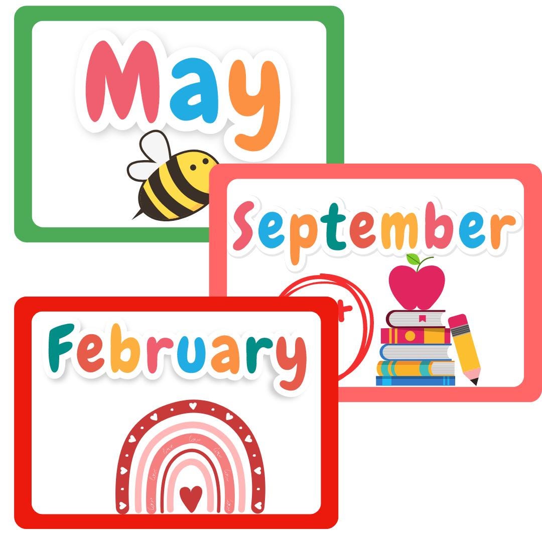 Twelve Months of the Year-learning Flash Cards - Etsy