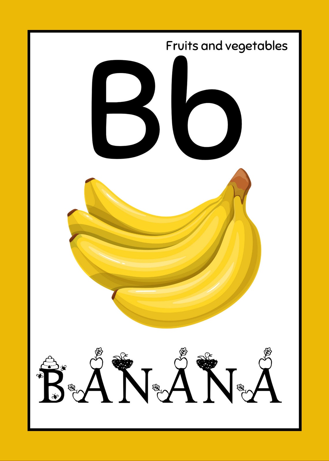 ABC Flashcards-fruits and Vegetables Edition - Etsy