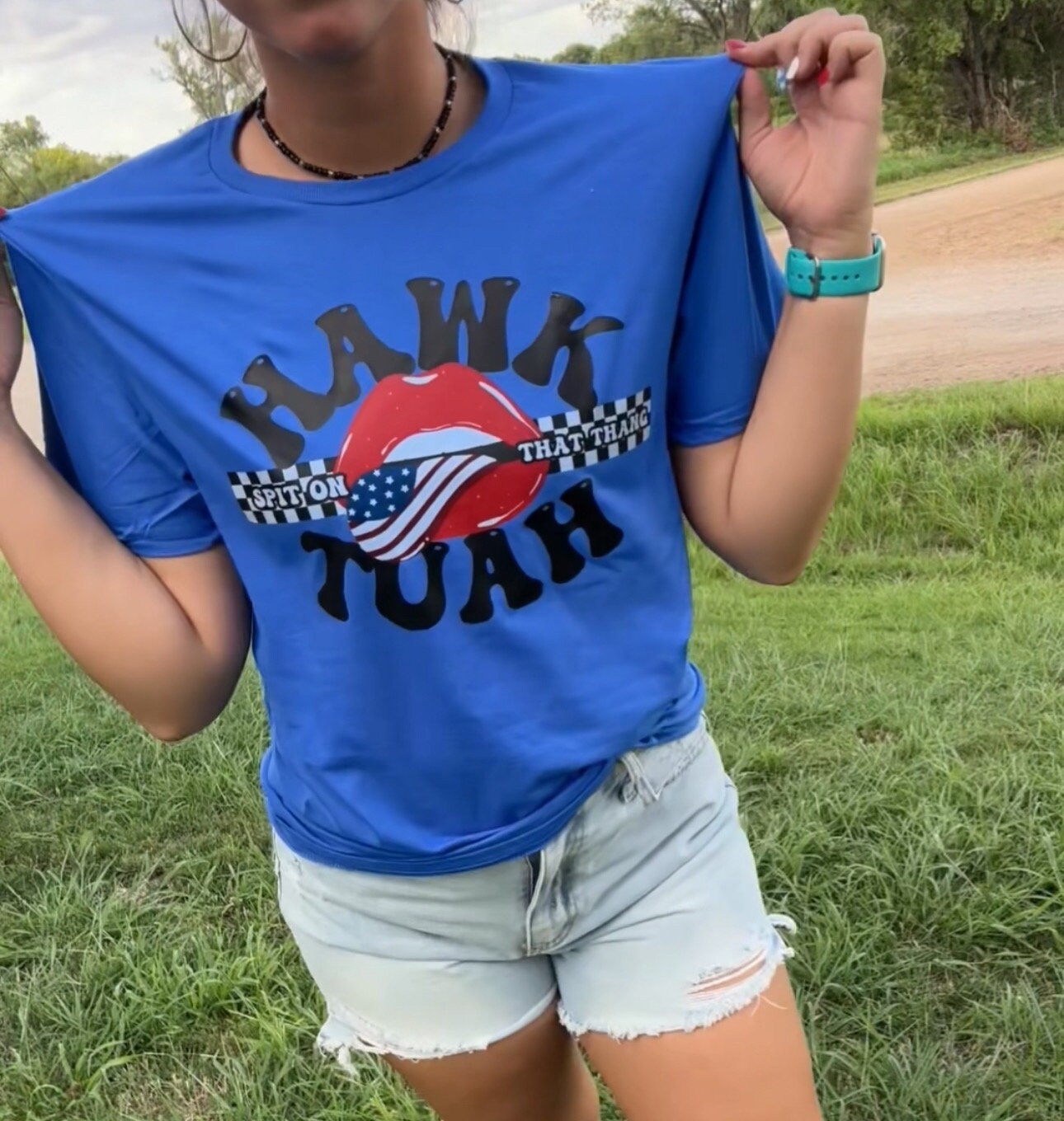 Hawk Tuah Spit on That Thang Funny Viral Tiktok Shirt, 4th of July ...