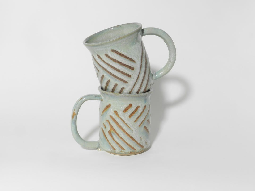 Light Green Zig Zag Mug - Etsy
