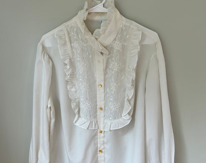 Vintage Rare 70s Victorian Romantic Ruffle Button Down Blouse Shirt - Etsy