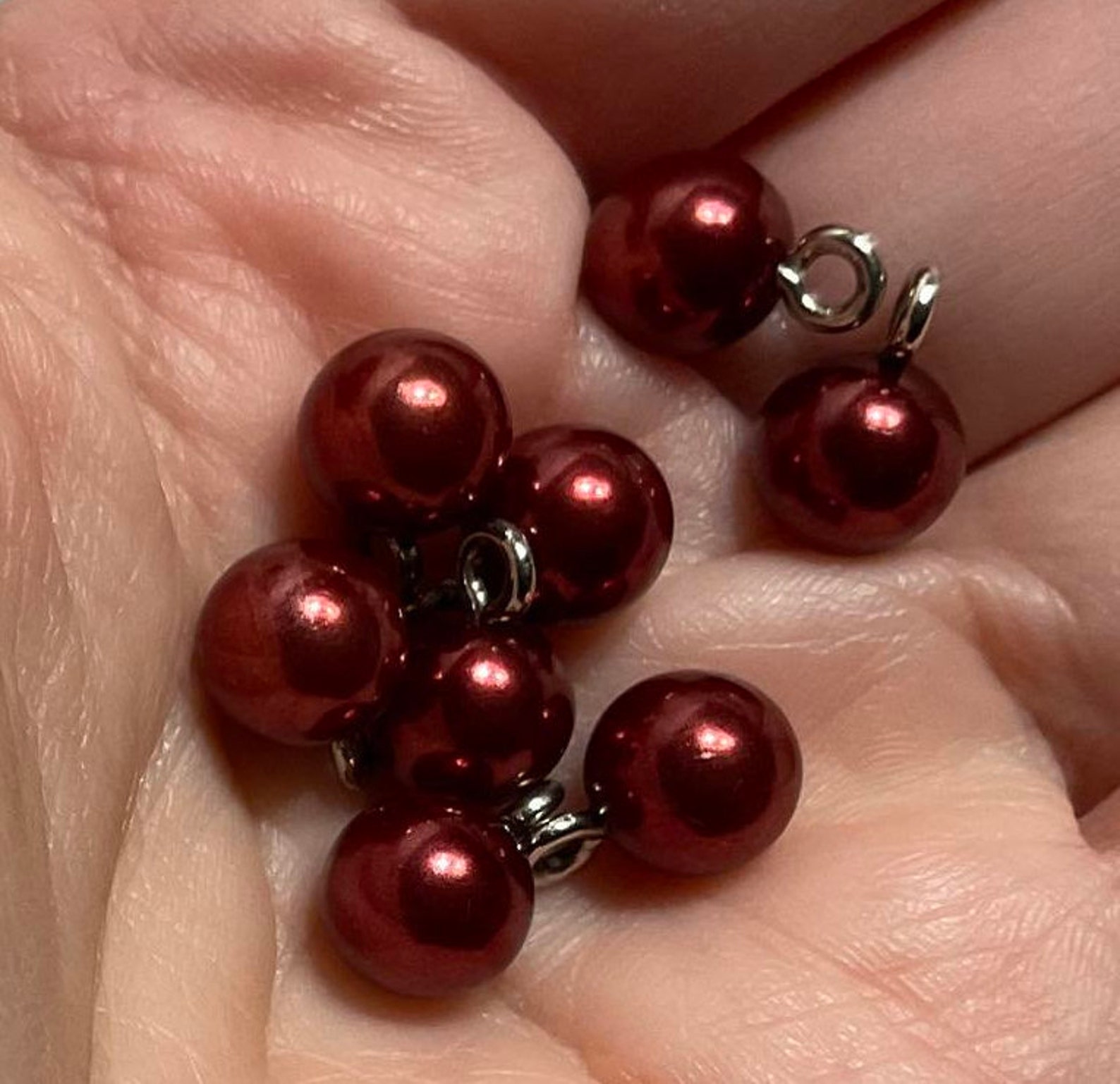 8 Cherry Red Metallic Sheen Vintage Ball Buttons, Shiny. From the 1980s ...