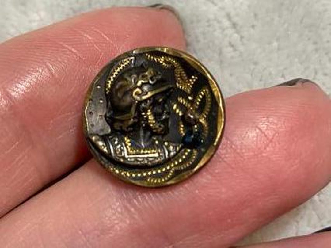 Roman Soldier Antique Victorian Button. Twinkle Button. Attached Steel ...