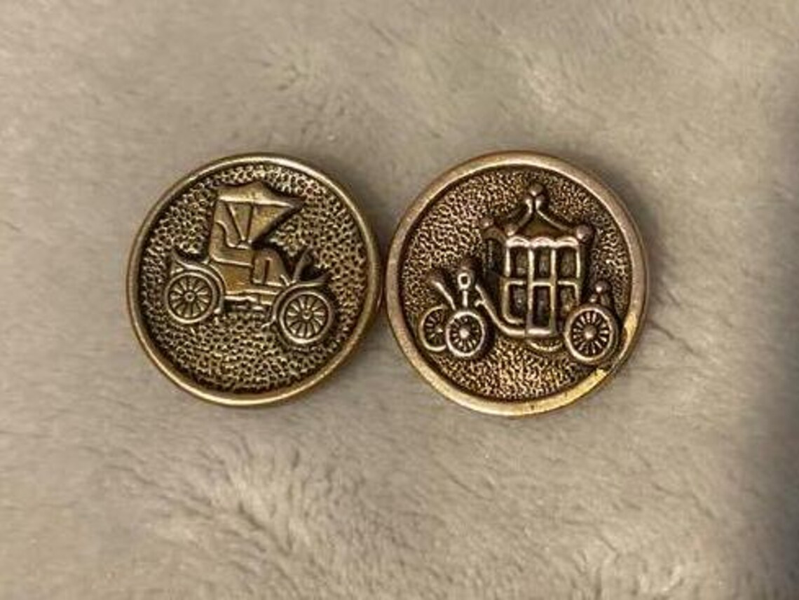Brass Colored Carriage Vintage Buttons. A Little Over 3/4 Inches Each ...