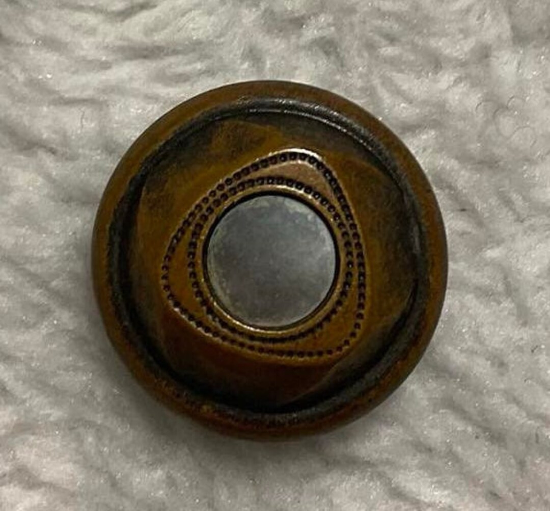 Antique Metal Button With MOP Inlay. 5/8 Inch. Geometric Design. - Etsy