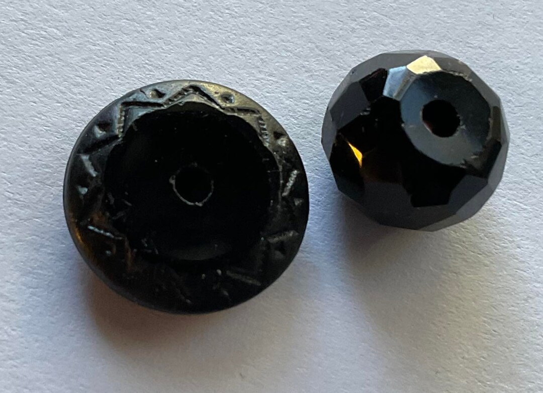 Antique Black Glass Whistle Buttons. Beveled. - Etsy