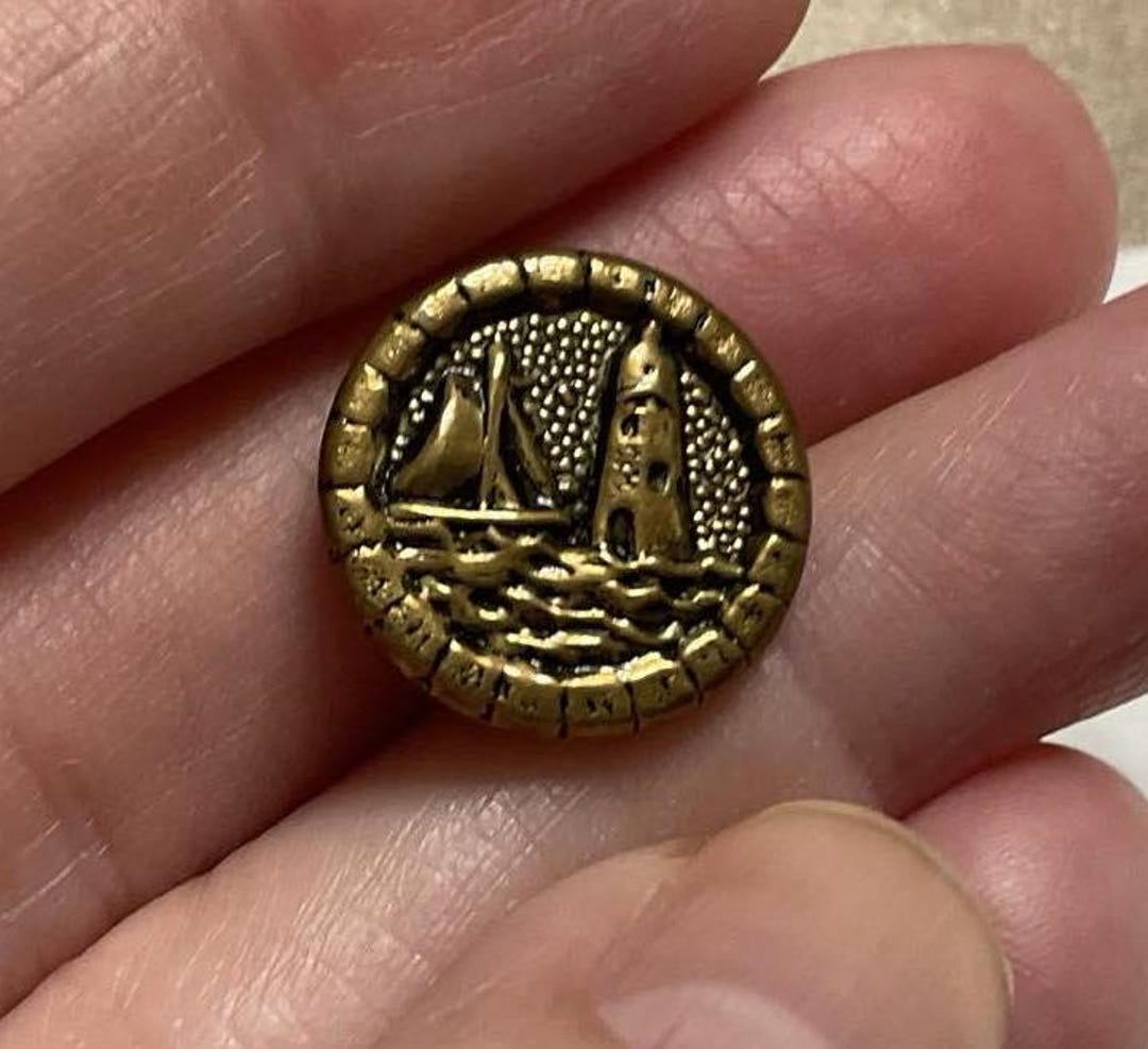 Sailboat and Lighthouse Vintage Button. Brass. Self-shank. A Little ...