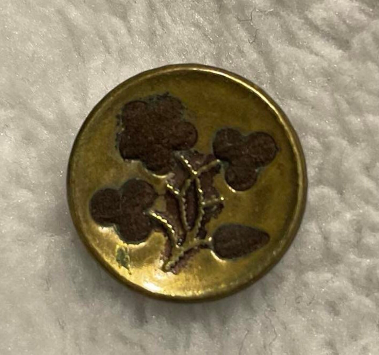 Victorian Perfume Button. Velvet and Brass. Floral Design. 5/8 Inch ...