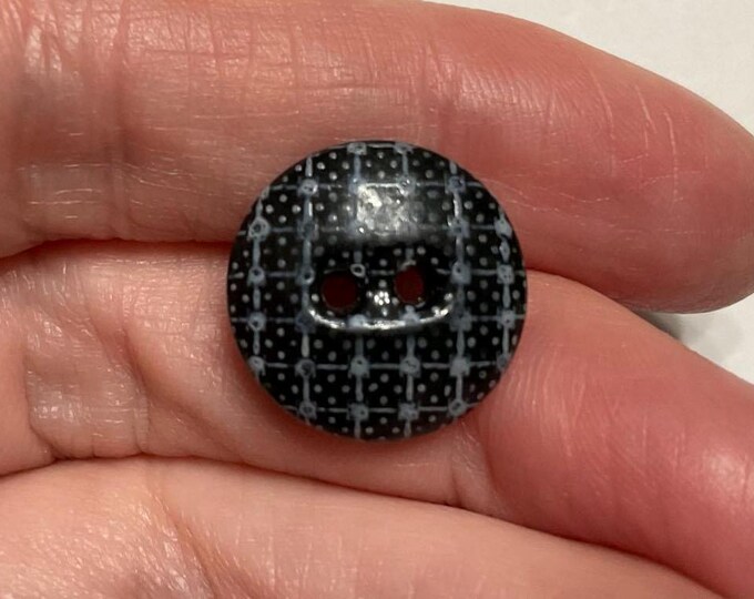 Antique Black China Button With Calico Hand Painted Gray Design. Very ...
