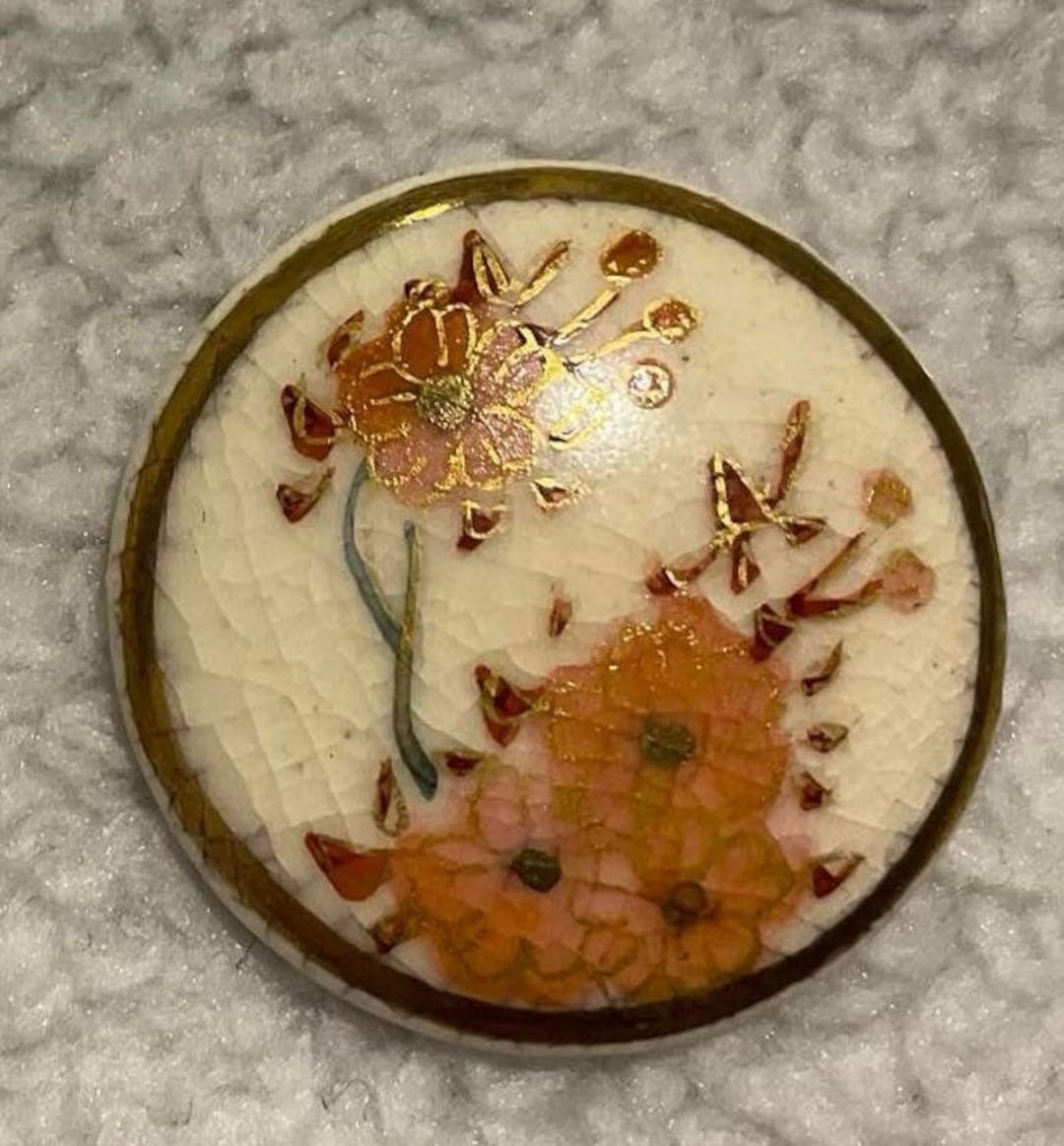 2lovely Antique Satsuma Buttons. Hand Painted. Delicate Light Pink ...