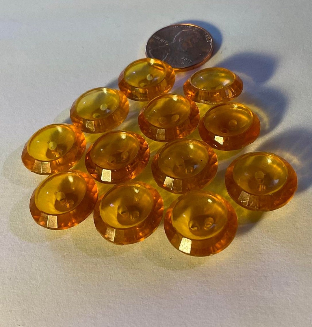 Orange Plastic Vintage Cup Buttons 12 Total Concave Two Hole Clear ...
