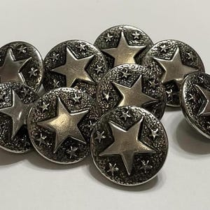 9 Faux Silver Star Vintage Buttons. Small Southwestern Theme Buttons. A ...
