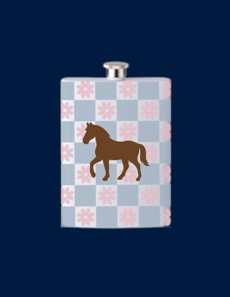 Horse Checkered Daisy Alcohol Hip Flask - Etsy
